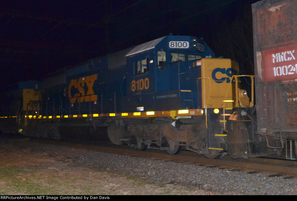 CSX SD40-2 8100 trails on Q409-19
